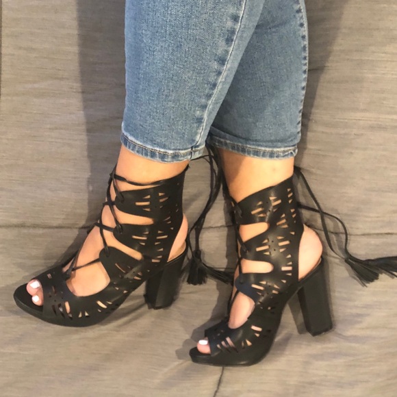 Shoes | Sexy Cutout Lace Up Peep Toe Open Back | Poshmark